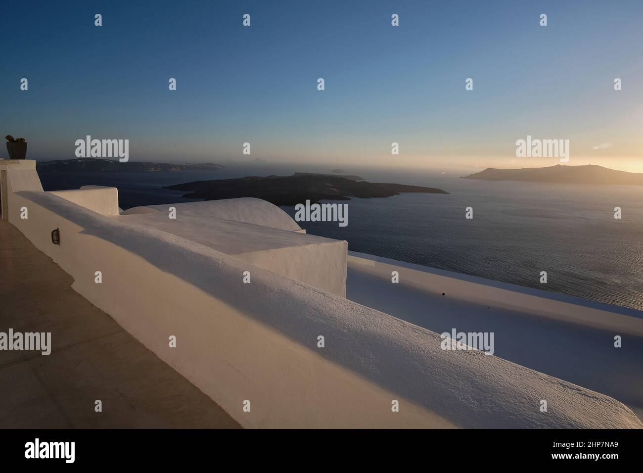 Cycladic architecture and the aegean sea in Santorini Greece Stock ...
