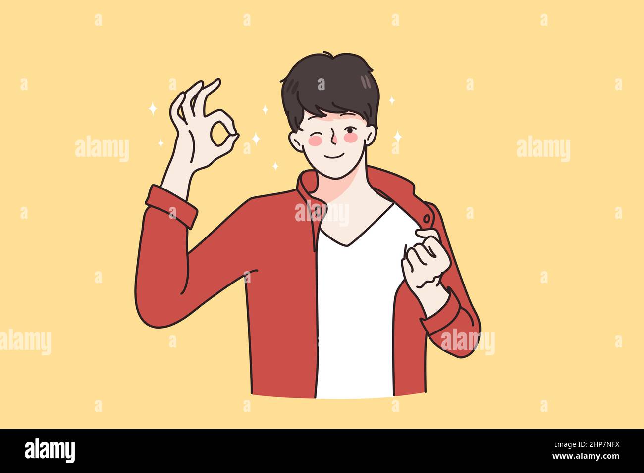 Ok sign cheerful young man Stock Vector Images - Alamy