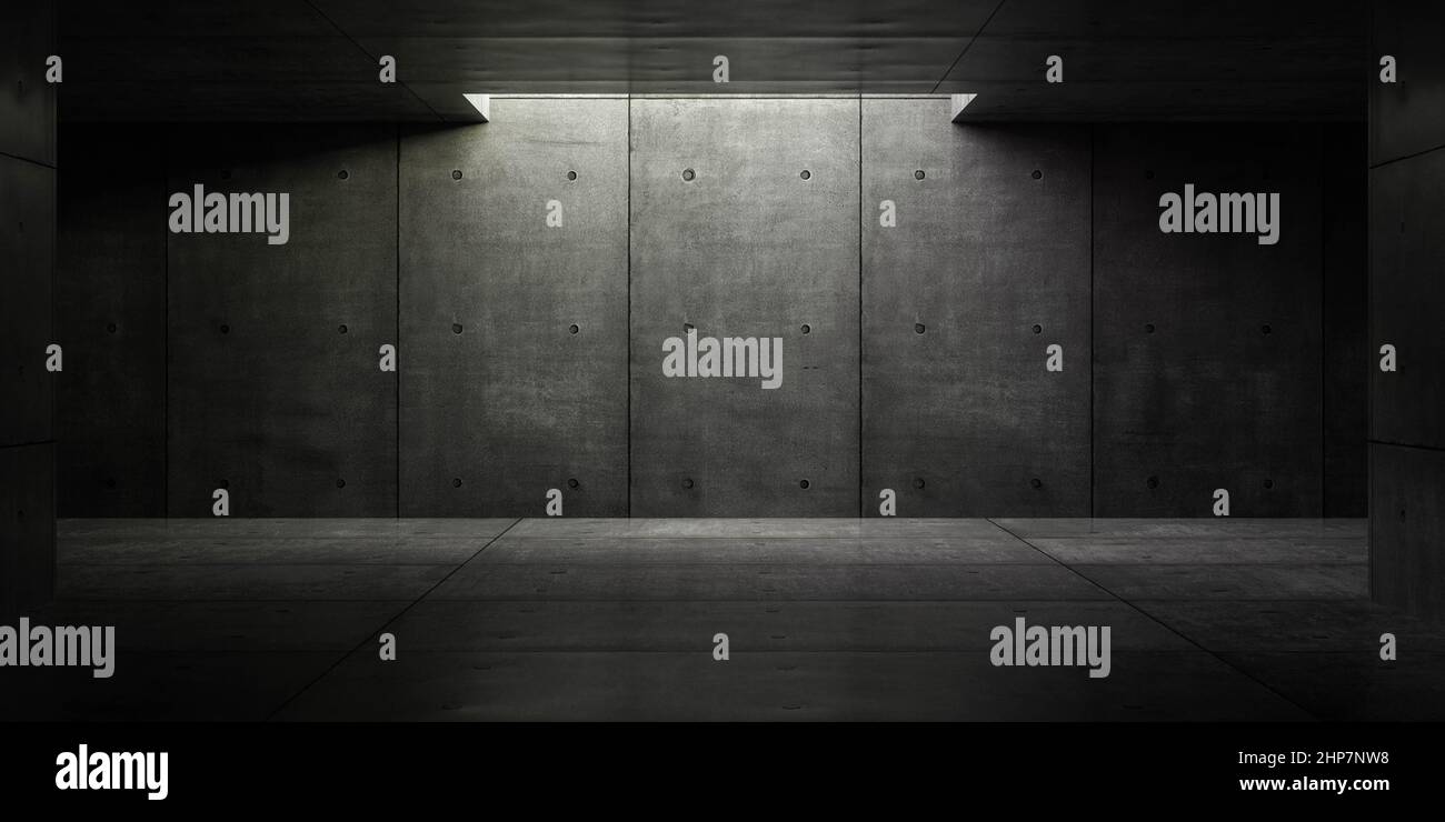 modern concrete basement subground hall with day lighting 3d render ...