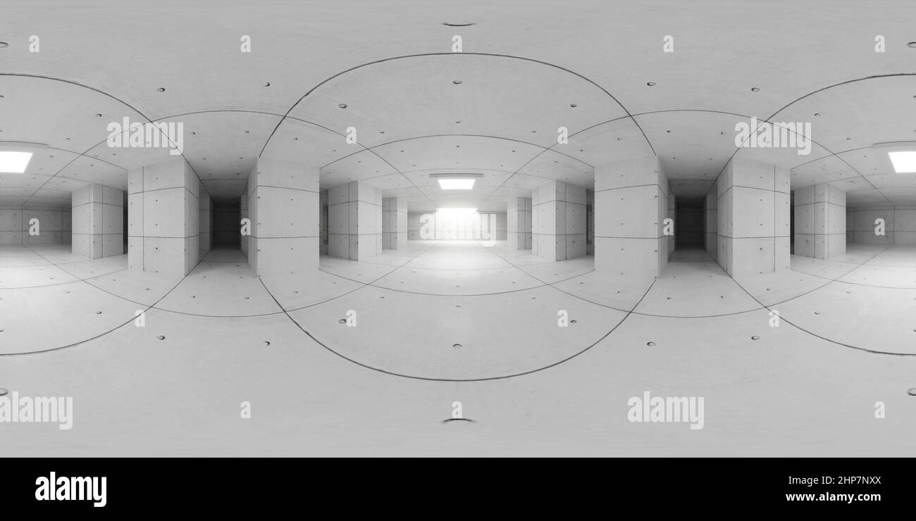 360 degree full panorama environment map of white modern concrete ...