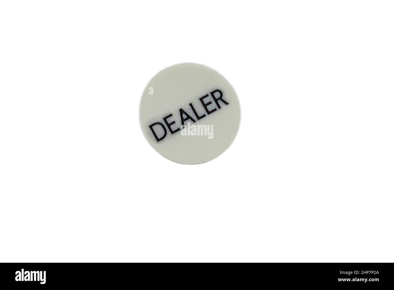 White plaque with the word dealer. The plaque is on a white background ...
