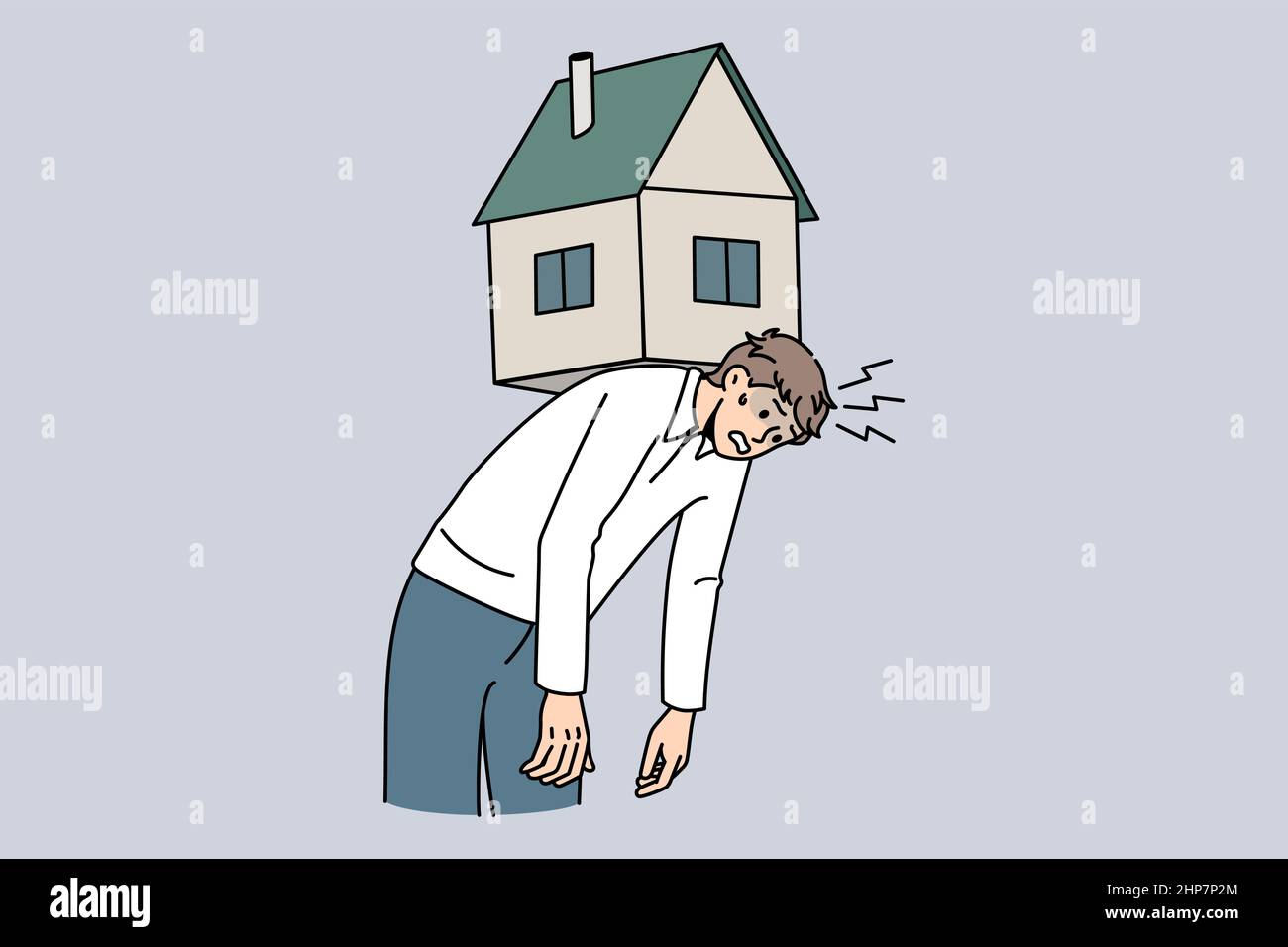 Tired man lean under house maintenance burden Stock Vector Image & Art ...