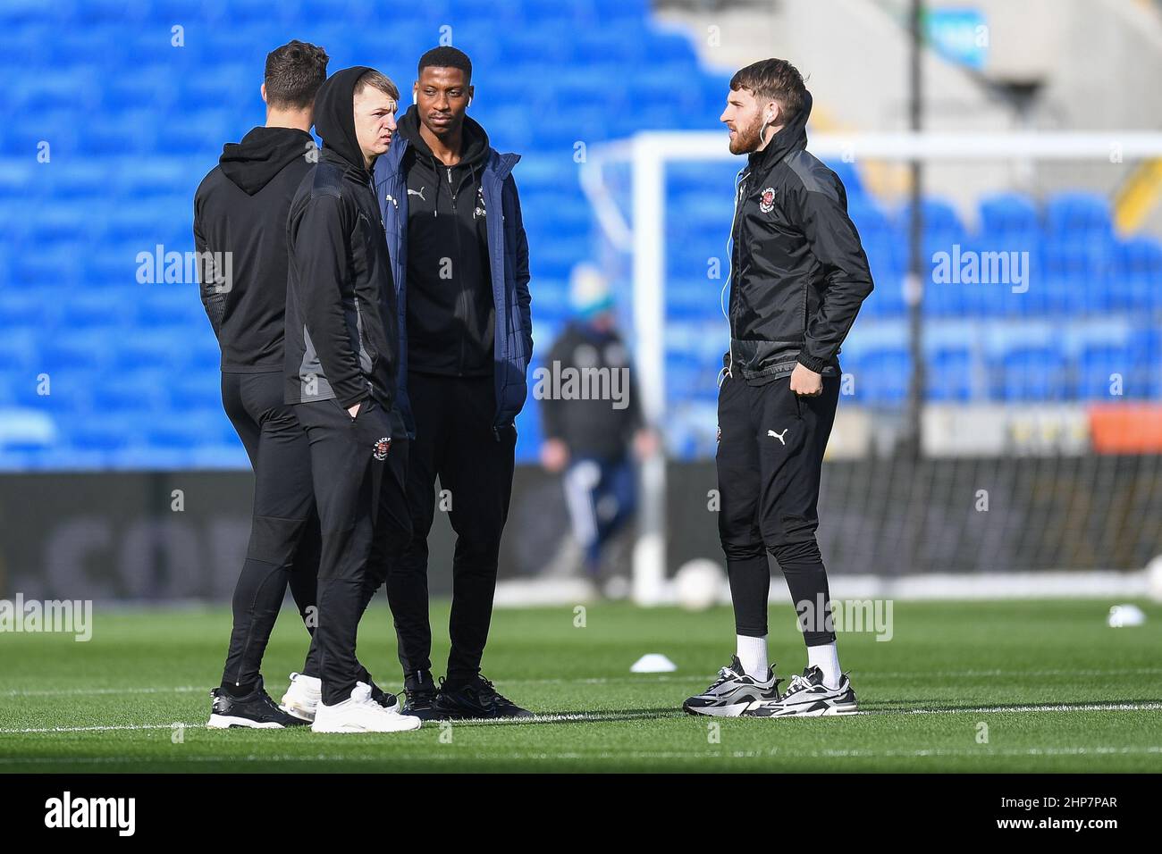 Blackpool team inspect the pitch before the game Stock Photo - Alamy