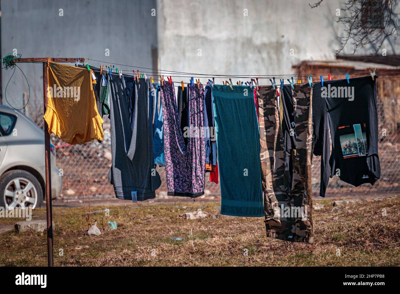 Closeup shot of clothes on a rope Stock Photo - Alamy