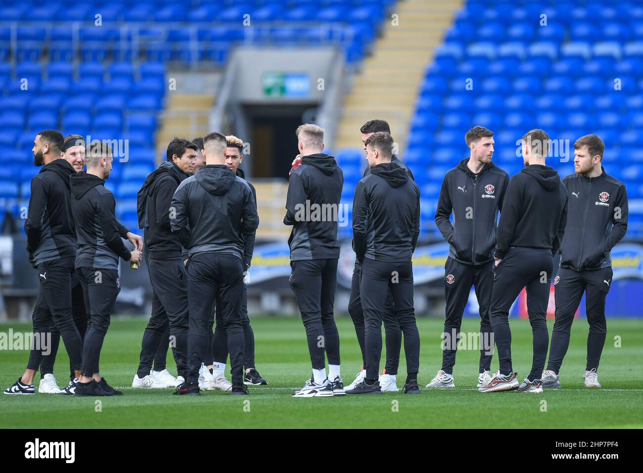 Blackpool team during pitch inspect before the game Stock Photo - Alamy
