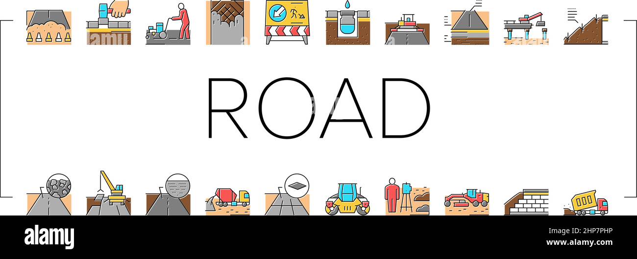 Road Construction Collection Icons Set Vector Stock Vector Image & Art ...