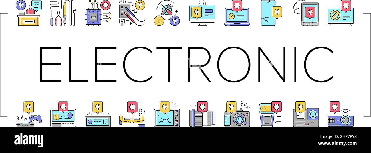 Electronic Repair Collection Icons Set Vector Stock Vector Image & Art ...