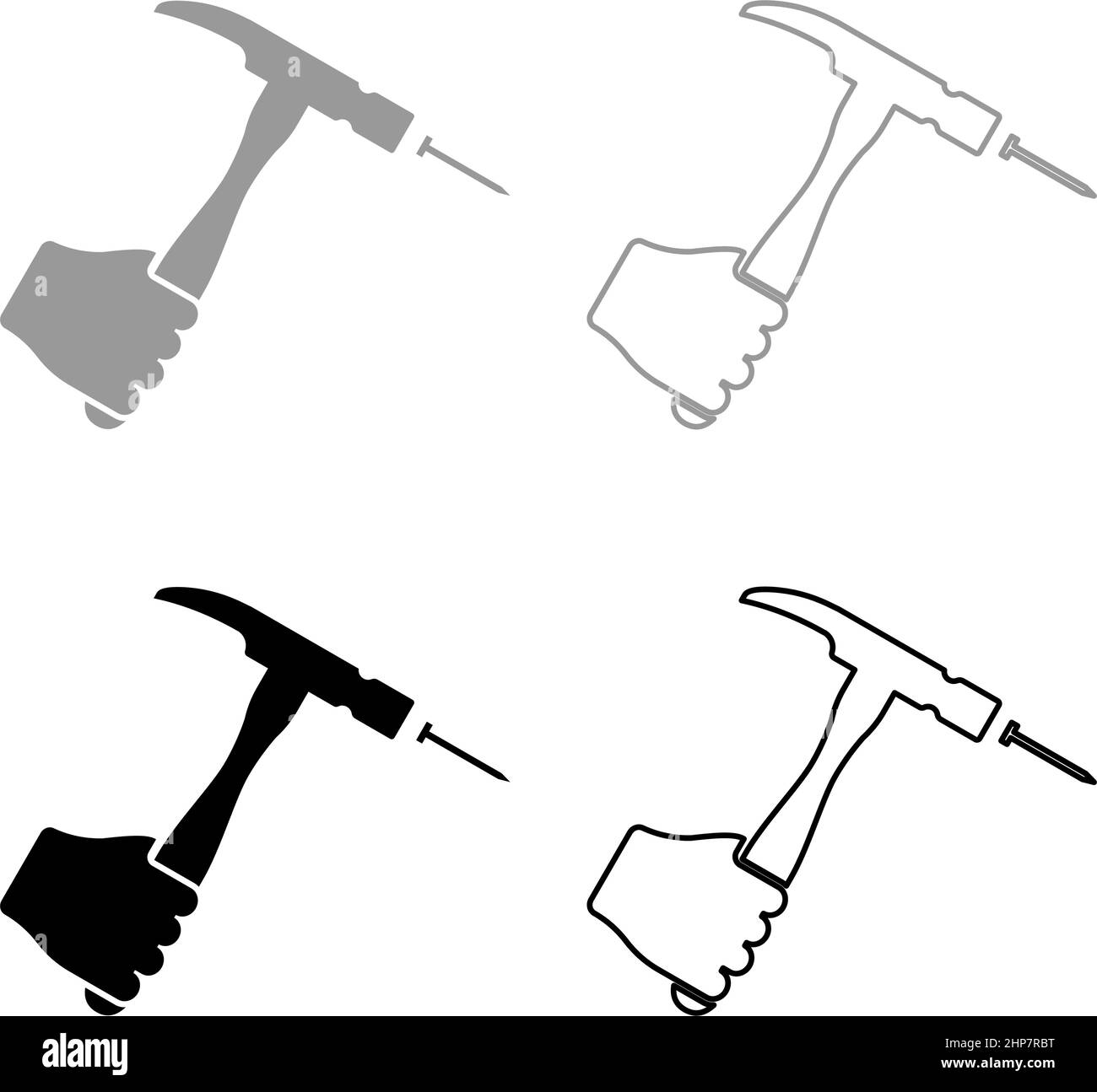 Hammer hits nail in hand claw holding Fixing and repairing working ...