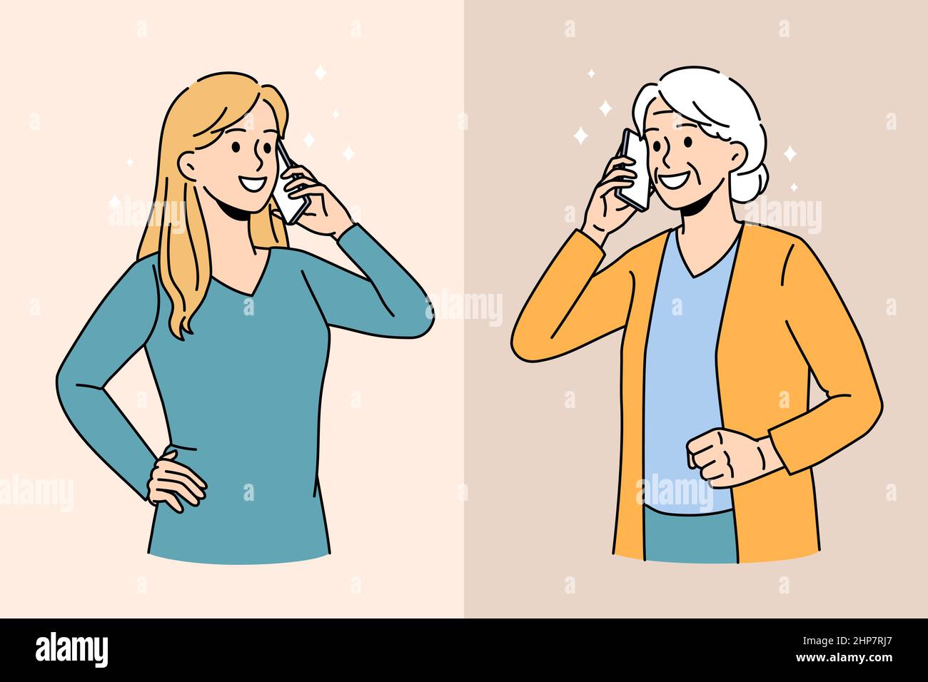 Grandmother granddaughter talk adult Stock Vector Images - Alamy