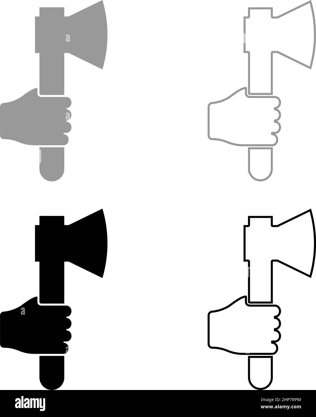 Axe in hand set icon grey black color vector illustration image flat ...