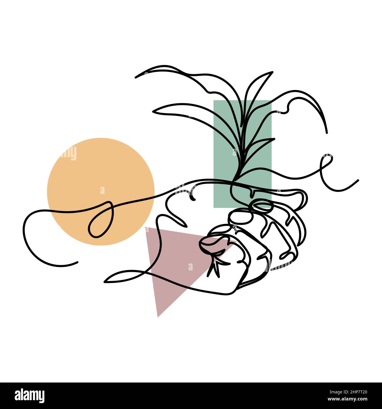 Vector abstract continuous one single simple line drawing icon of hand ...