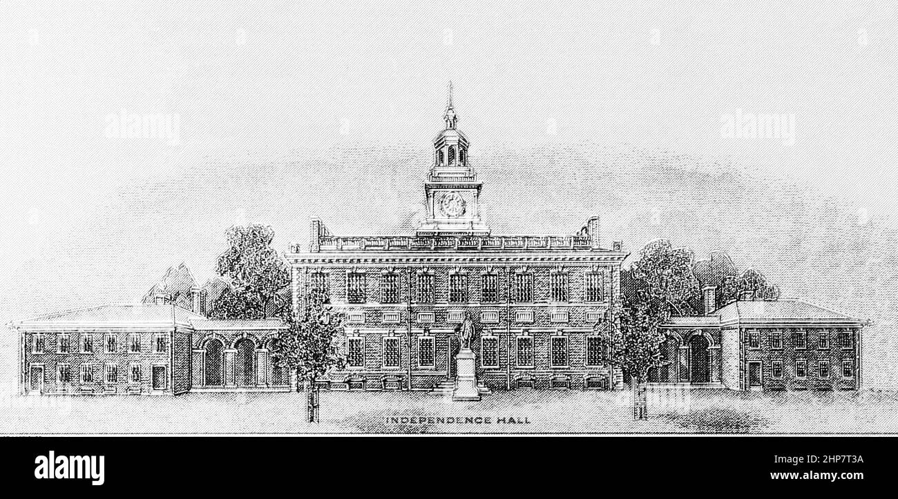 Independence Hall as the element one hundred dollar bill, golden ...