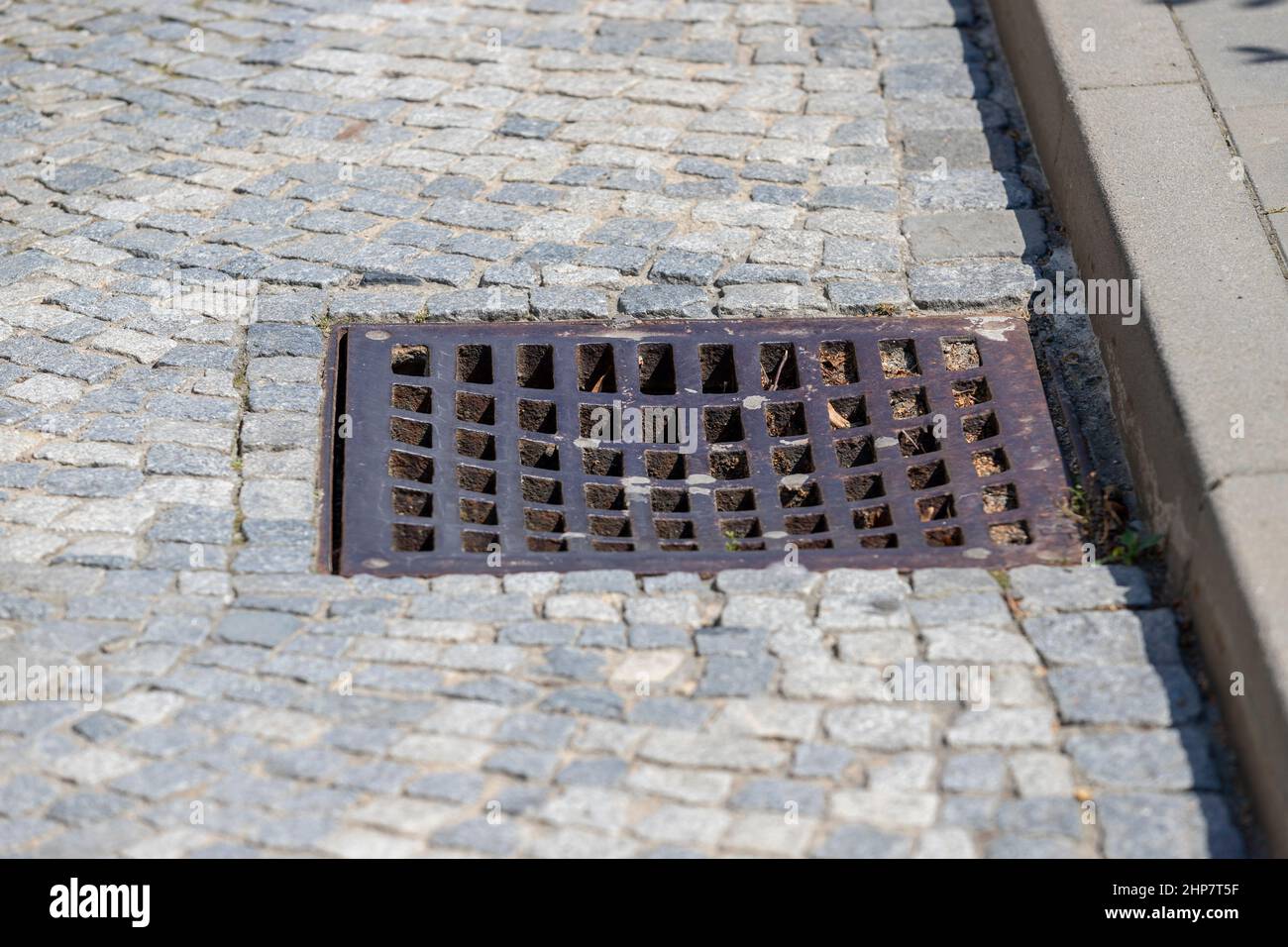 Channel for rainwater drainage into the sewer. The channel is inserted ...