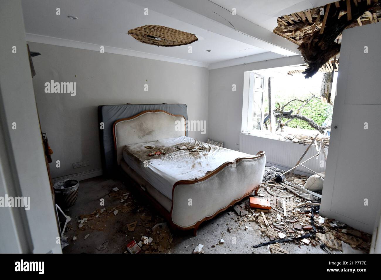 Damage caused to a bedroom at the home of Dominic Good, in Stondon ...