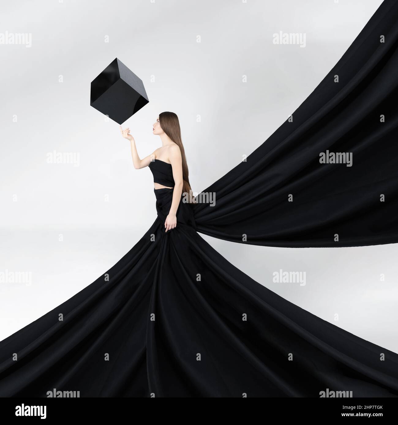 Fashion, fine art, fantasy concept. Beautiful long brown hair woman ...