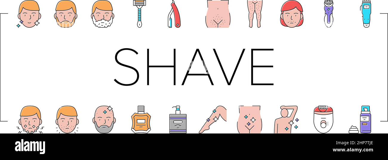 Shave Treat Accessory Collection Icons Set Vector Stock Vector Image ...