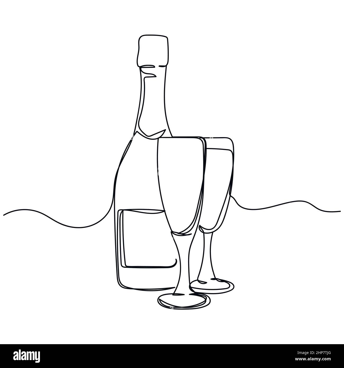 Champagne continuous line drawing Stock Vector Images - Alamy