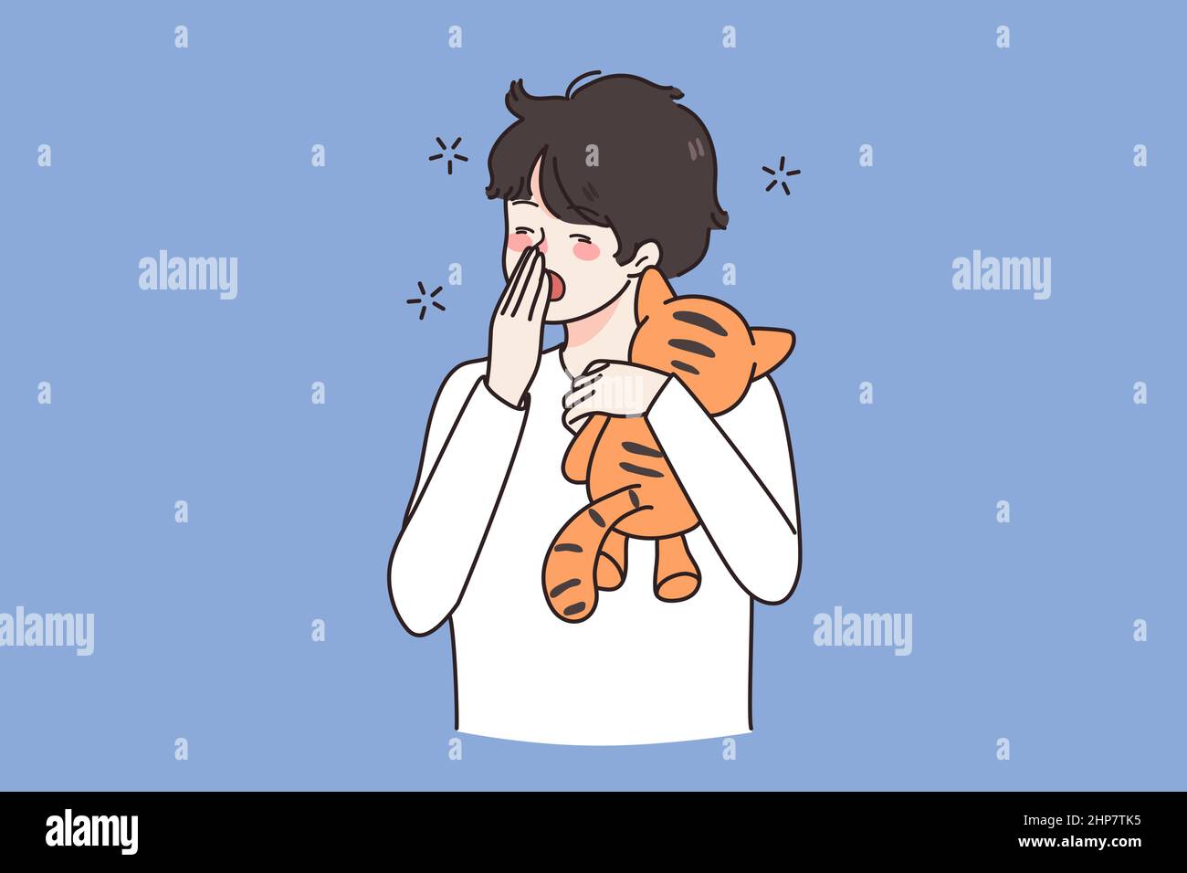 Tired boy yawn feel fatigue in evening Stock Vector Image & Art - Alamy