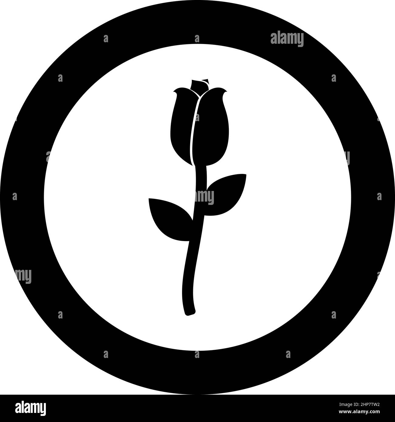 Rose icon in circle round black color vector illustration image solid ...