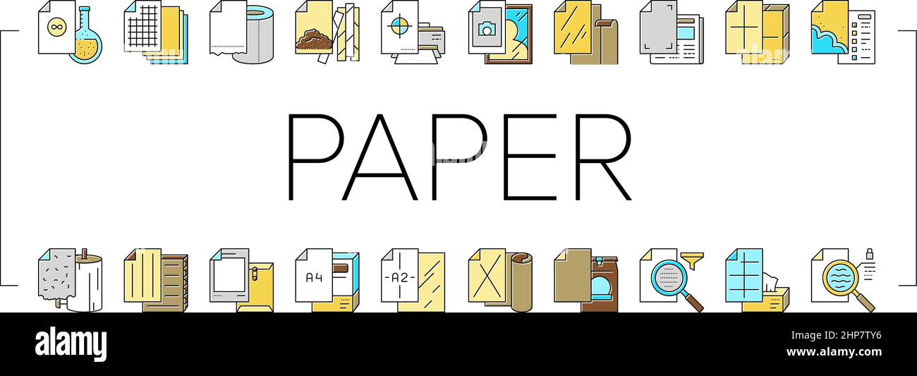 Paper List For Printing Poster Icons Set Vector Stock Vector Image ...