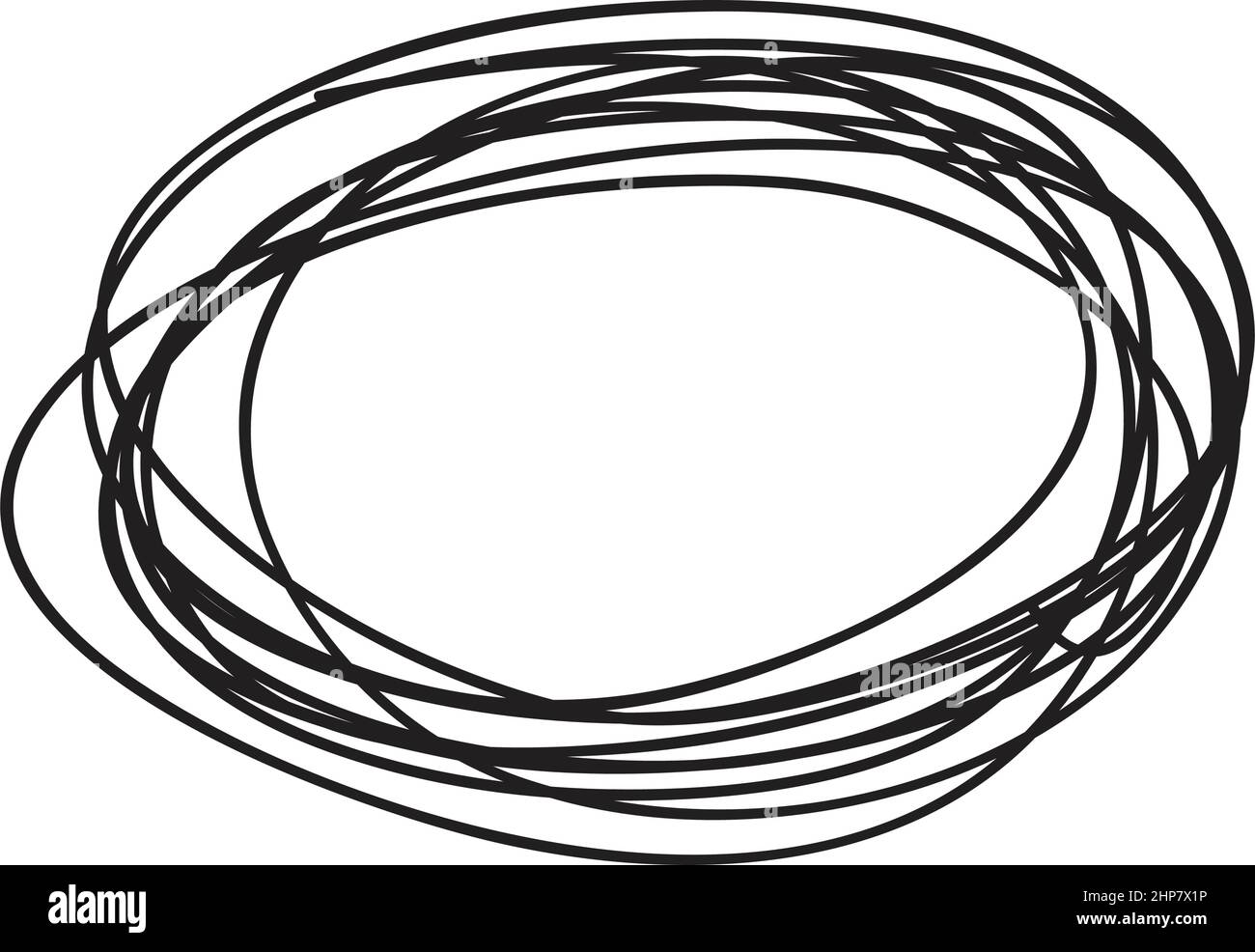 Hand drawn ellipse doodle, sketch scribble element, pencil art design ...