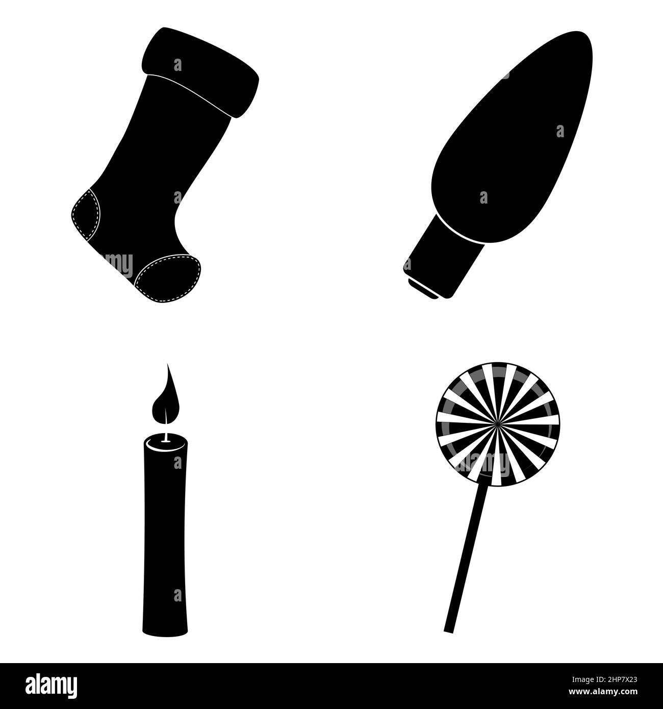 Christmas silhouette icon set. Collection of black december holiday ...