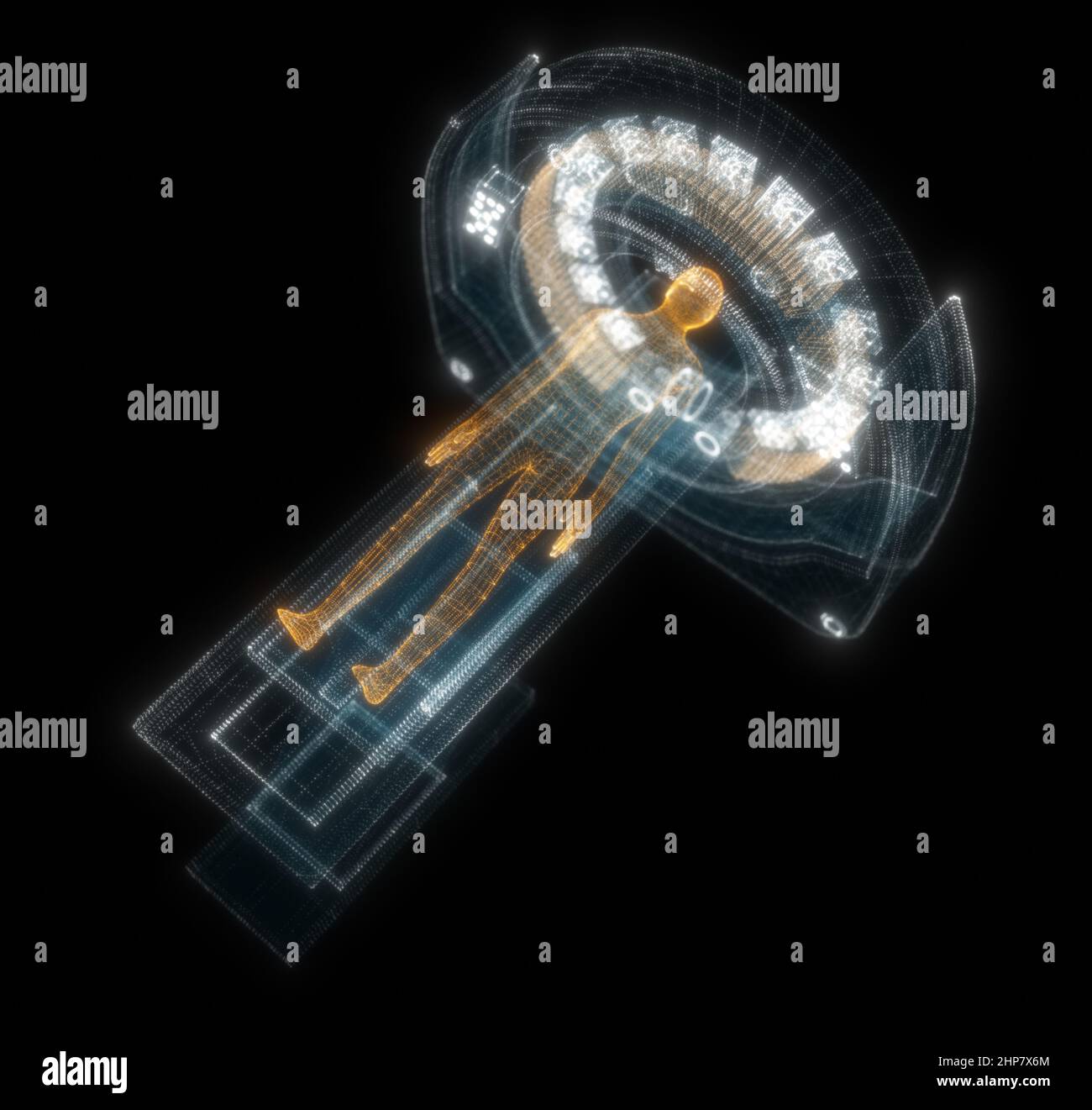 Digital MRI scan with patient Hologram. Medicine and Technology Concept ...