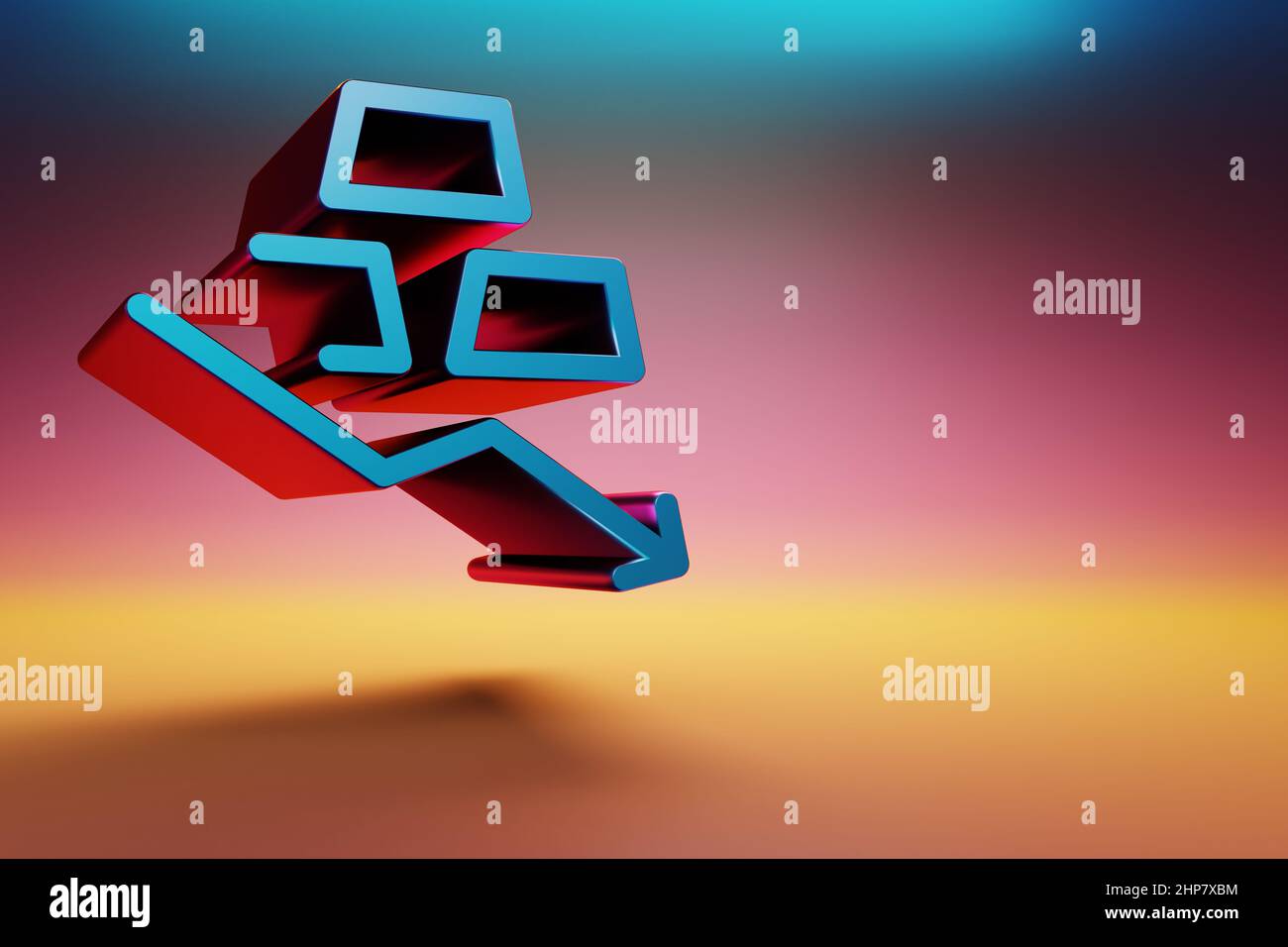 Beautiful blue-red GOLD Price arrow Down symbol icons on multicolor ...