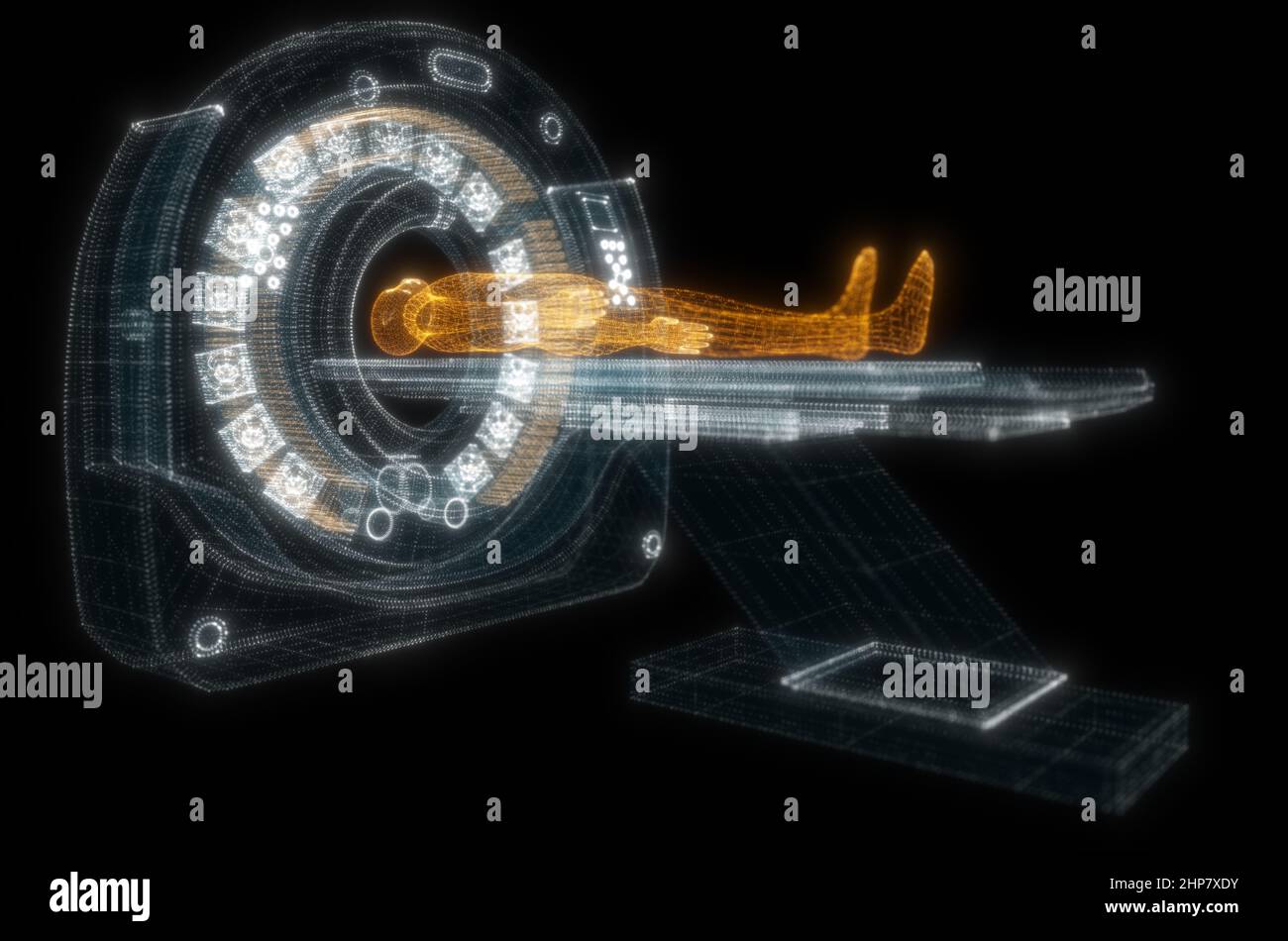 Digital MRI scan with patient Hologram. Medicine and Technology Concept ...