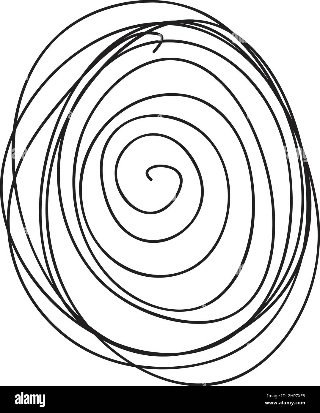 Hand drawn spiral doodle, sketch scribble element, pencil art design ...
