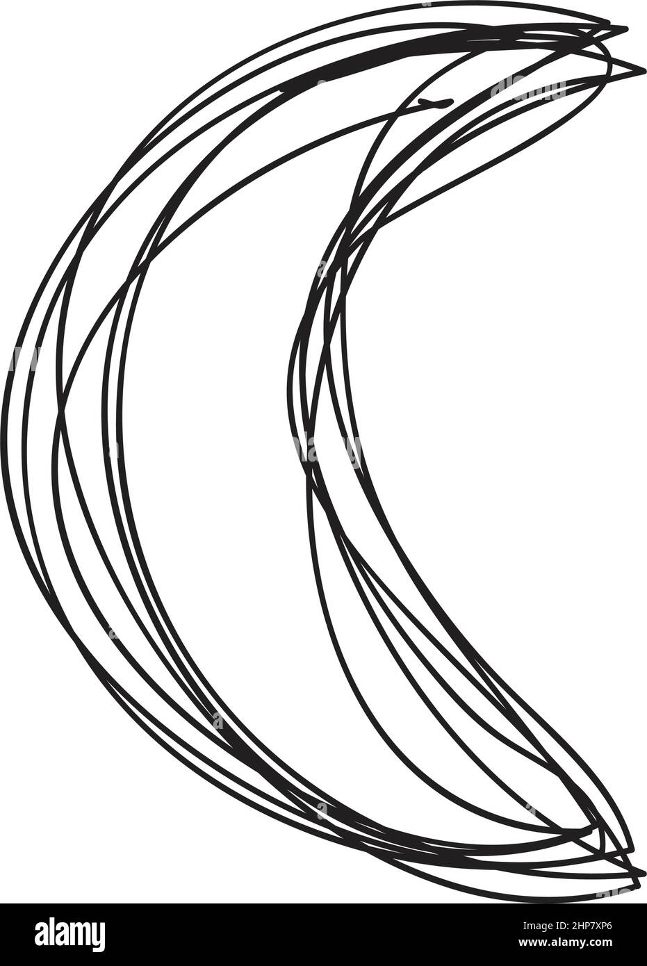 Hand drawn crescent doodle, sketch scribble element, pencil art design ...