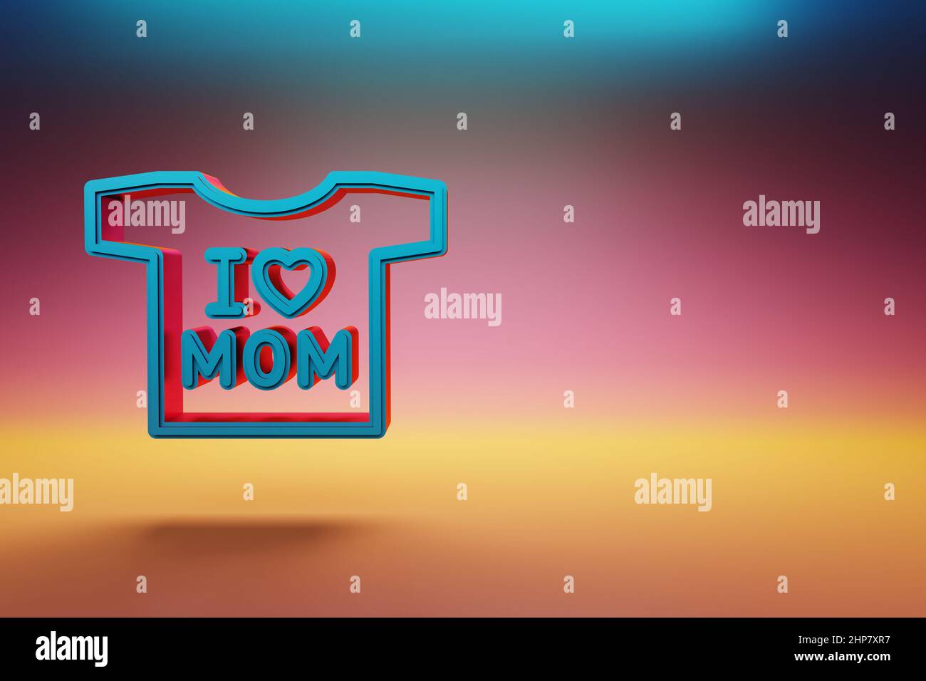 Beautiful t-shirt with words I LOVE MOM and heart icons on multicolor ...