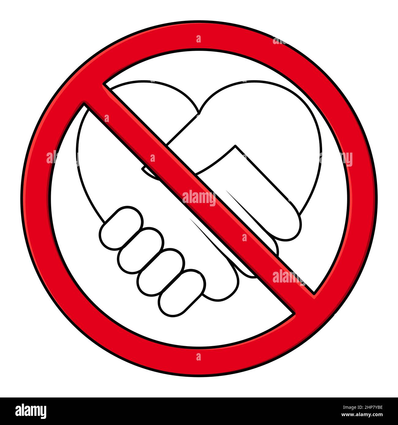 Handshake forbidden outline vector sign. No collaboration sign on white ...
