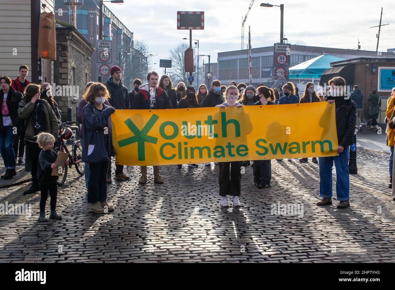 BRISTOL, ENGLAND- 15 January 2022: Environmental activists blocking a ...