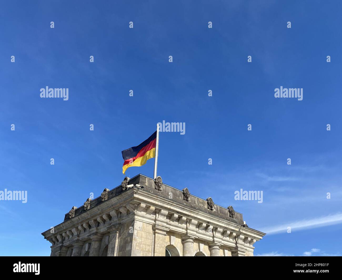 German flag on the top of Reichstag building. Berlin, Germany Stock ...