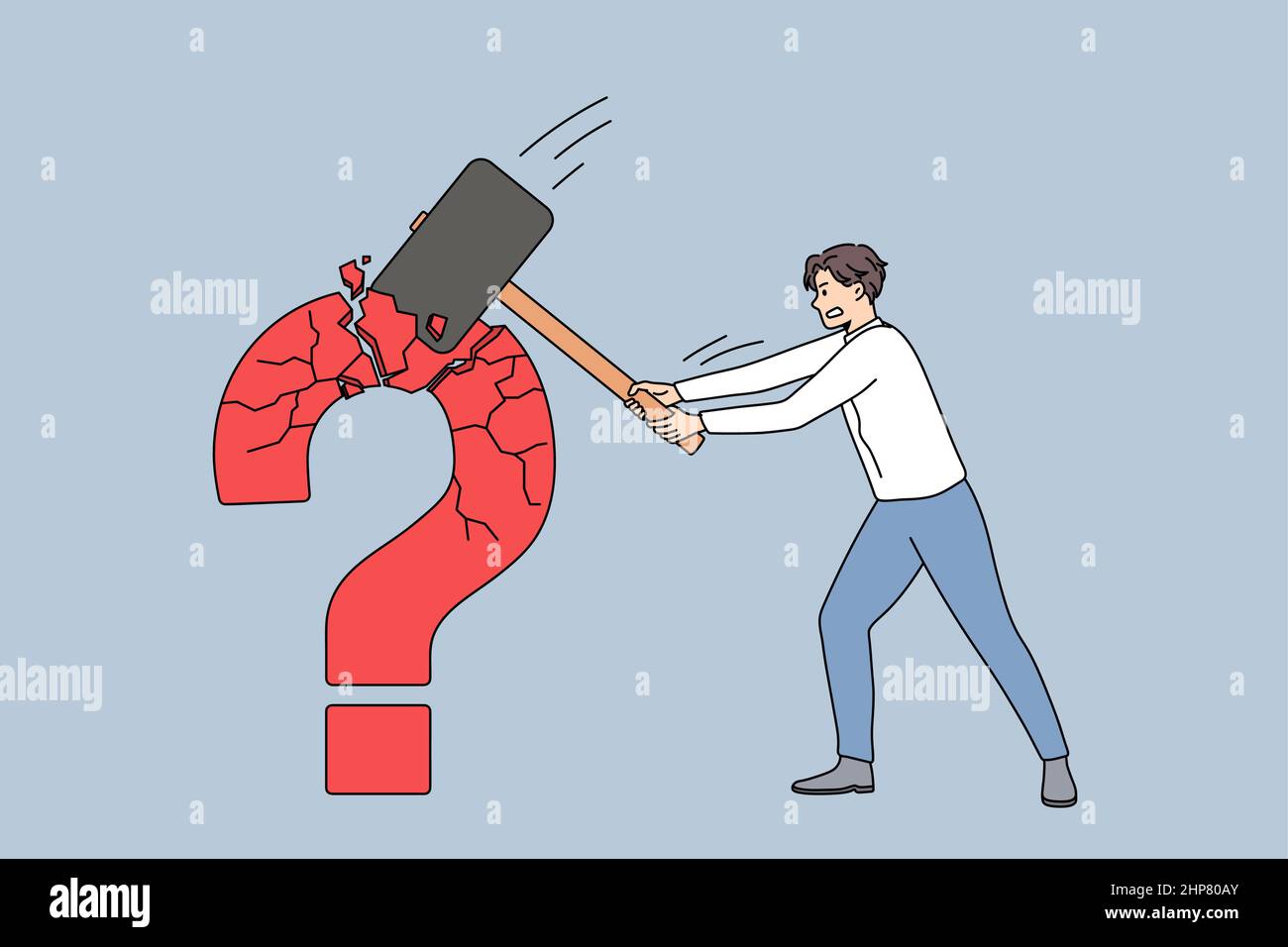 Businessman crash question mark with hammer Stock Vector Image & Art ...