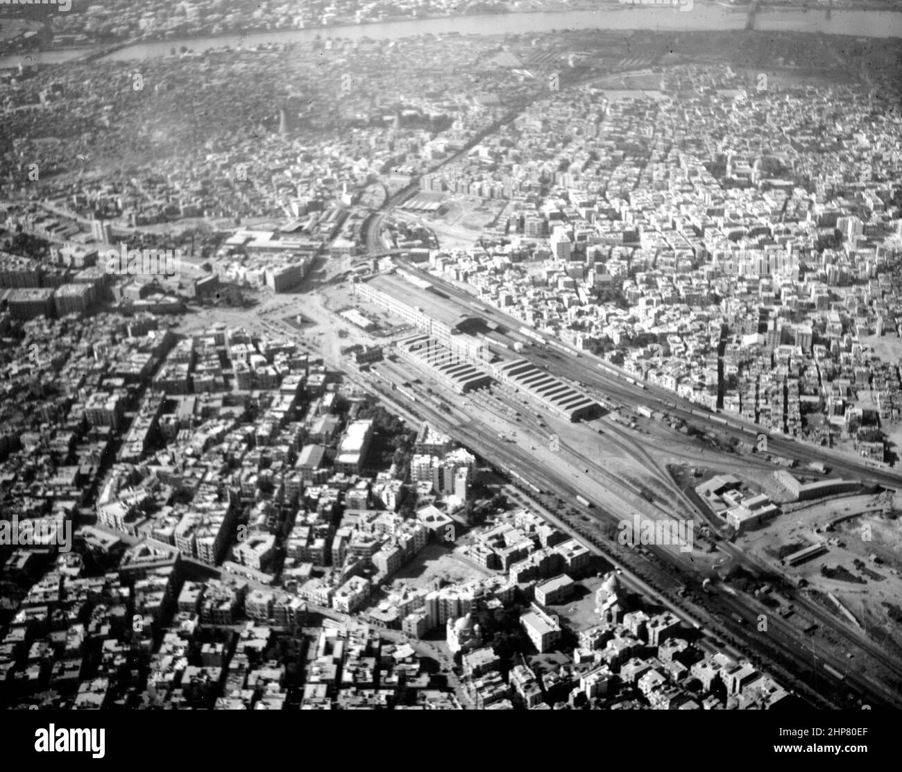 Middle East History: Aerial view of African city showing railroad ...