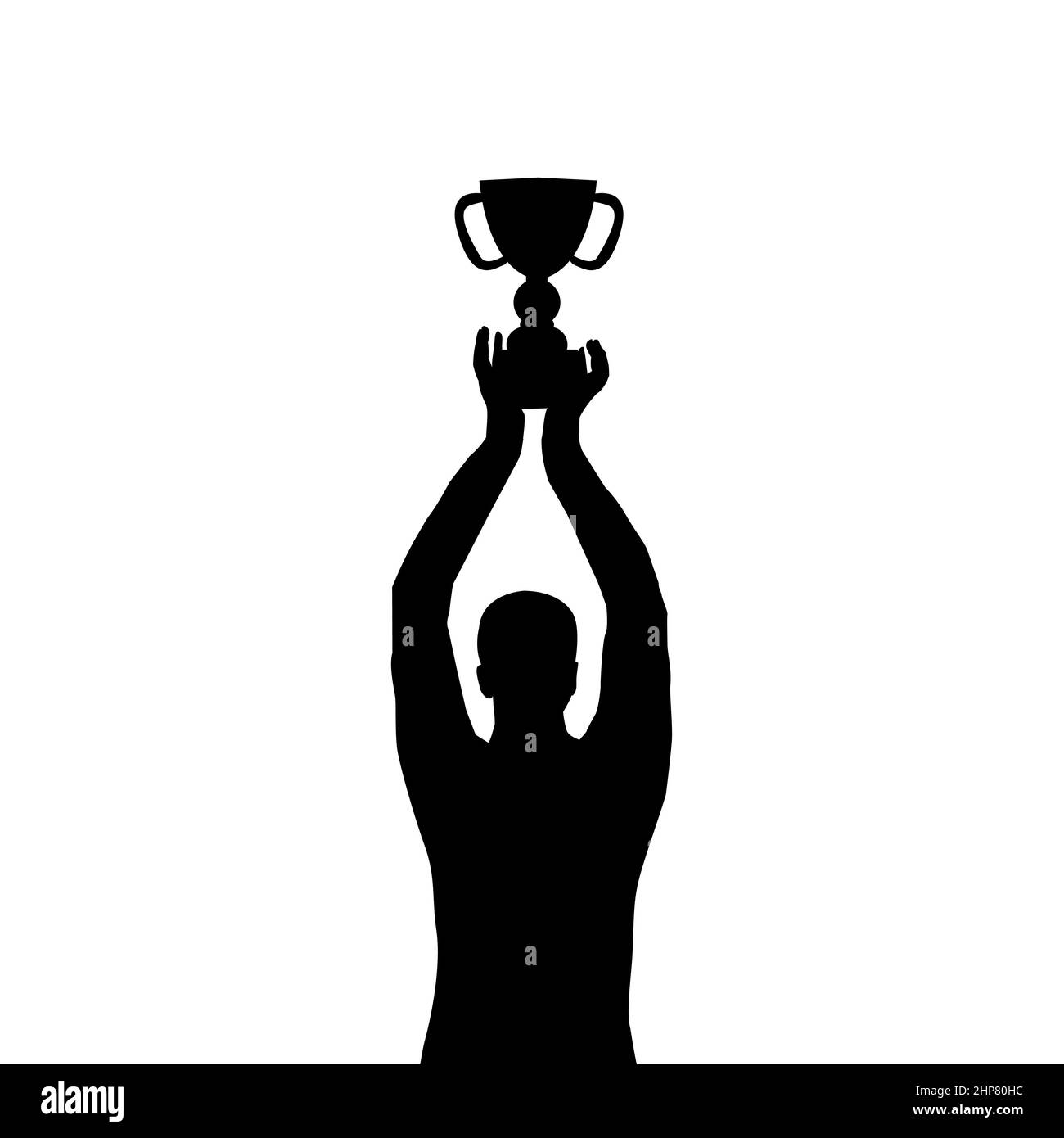 Winning Man Holding Trophy Silhouette Stock Vector Images Alamy
