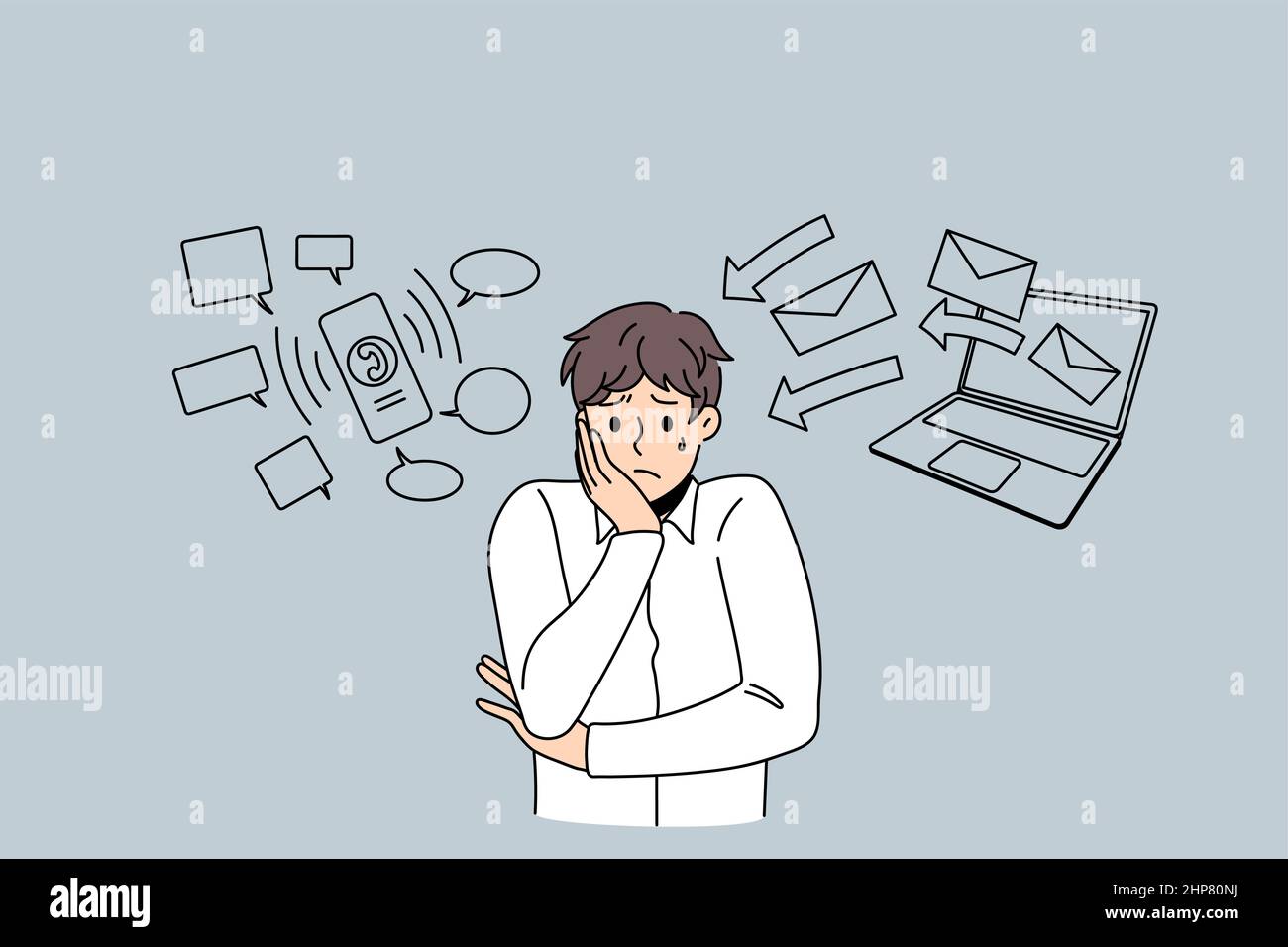 Worried man computer Stock Vector Images - Alamy