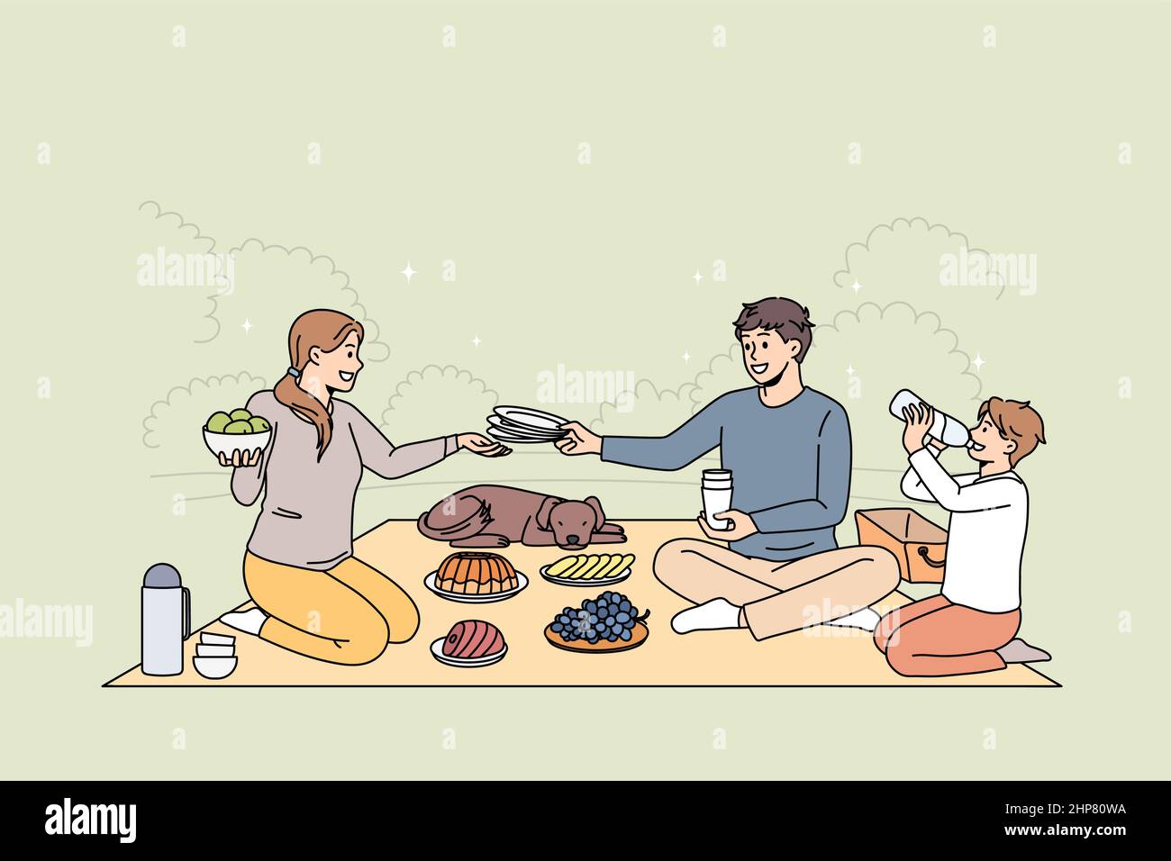 Happy family together outdoor Stock Vector Images - Alamy