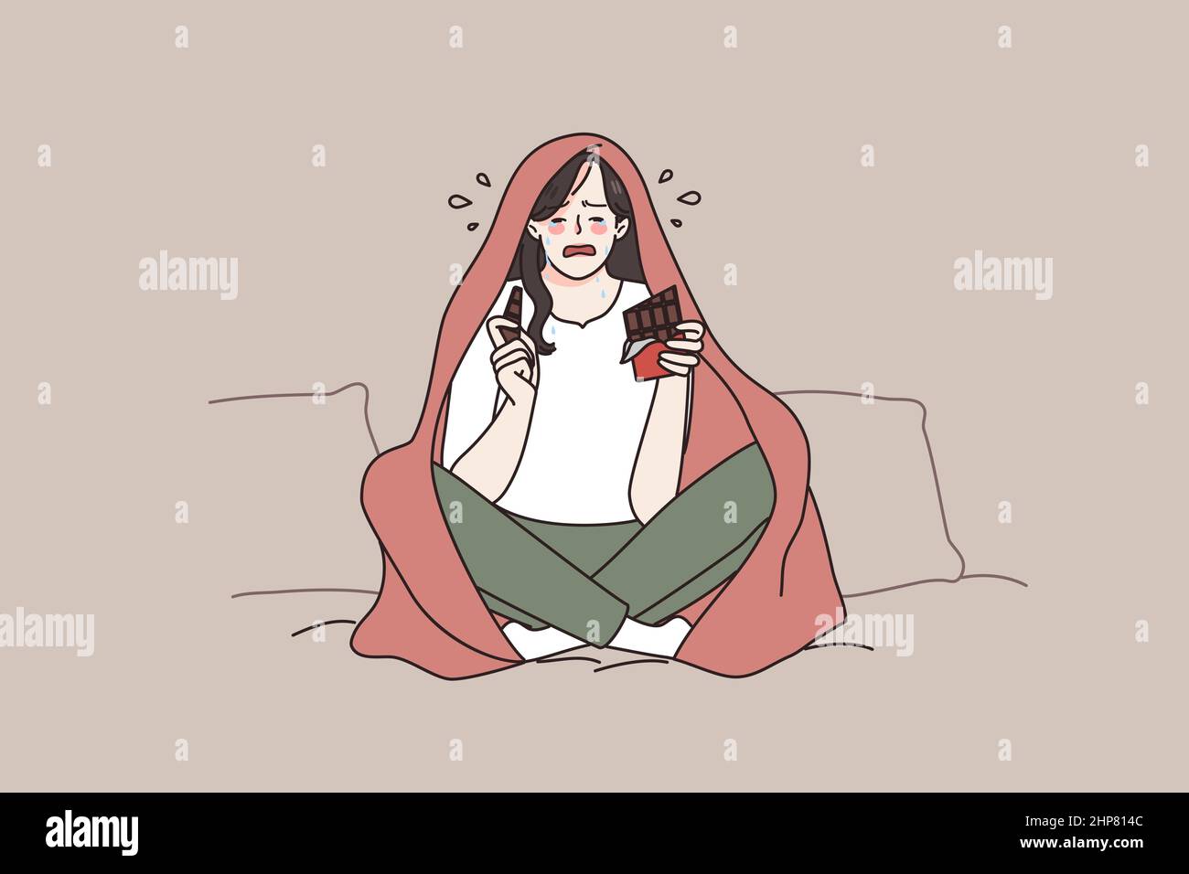 Cartoon Woman Feeling Guilty