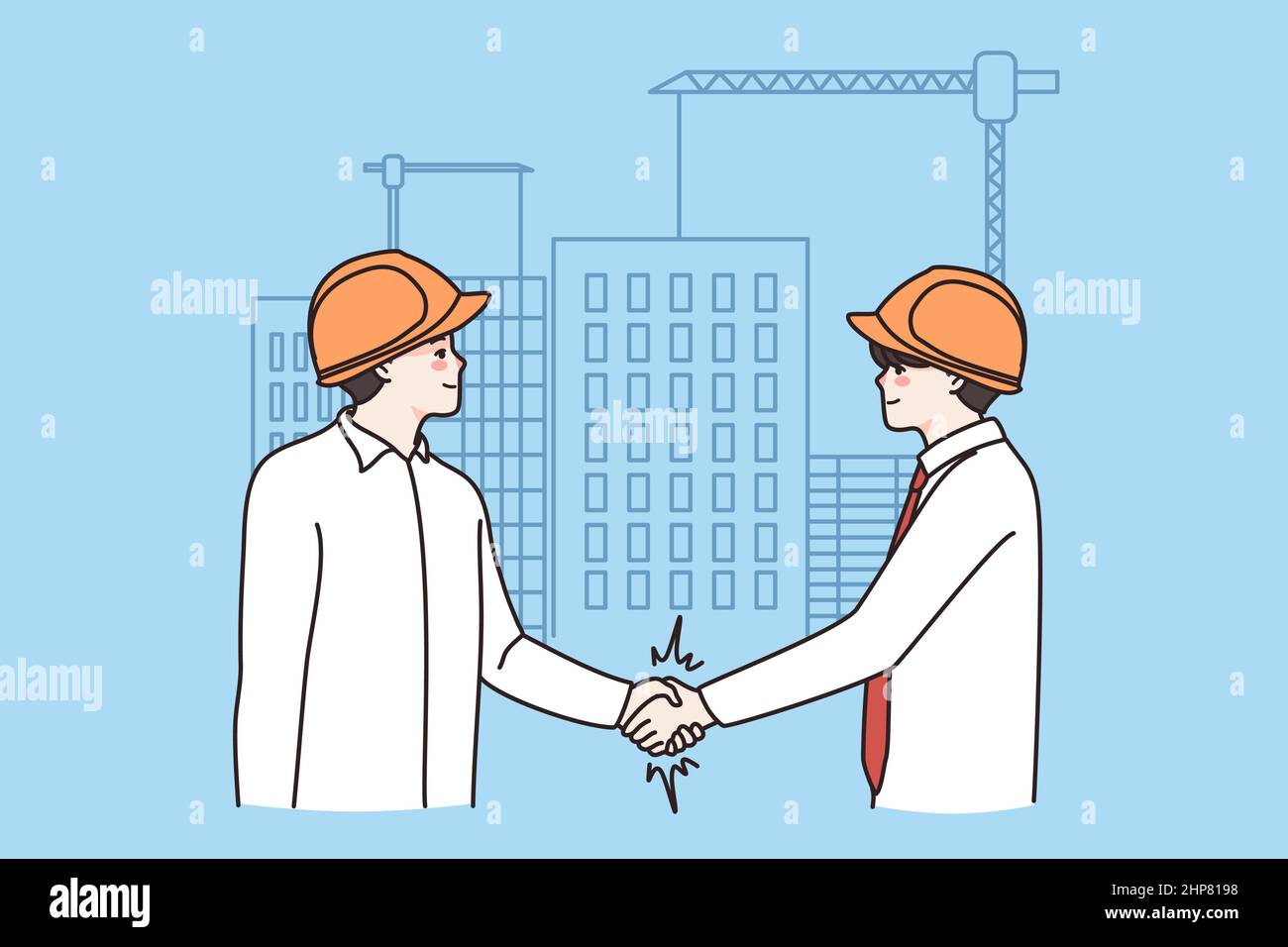 Engineer shake hand Stock Vector Images - Alamy