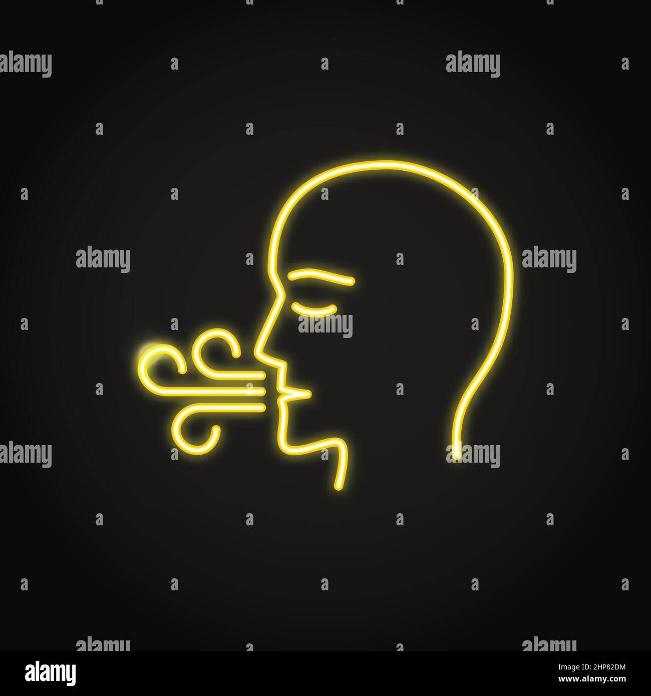 Neon deep breath icon in line style. Breathing symbol. Vector ...