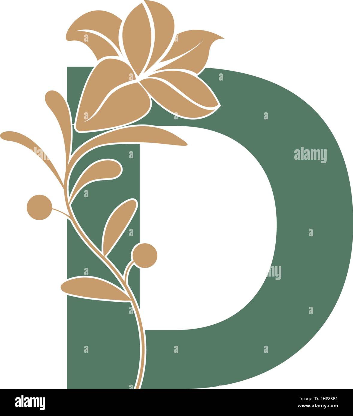 Letter D icon with lily beauty illustration template Stock Vector Image ...