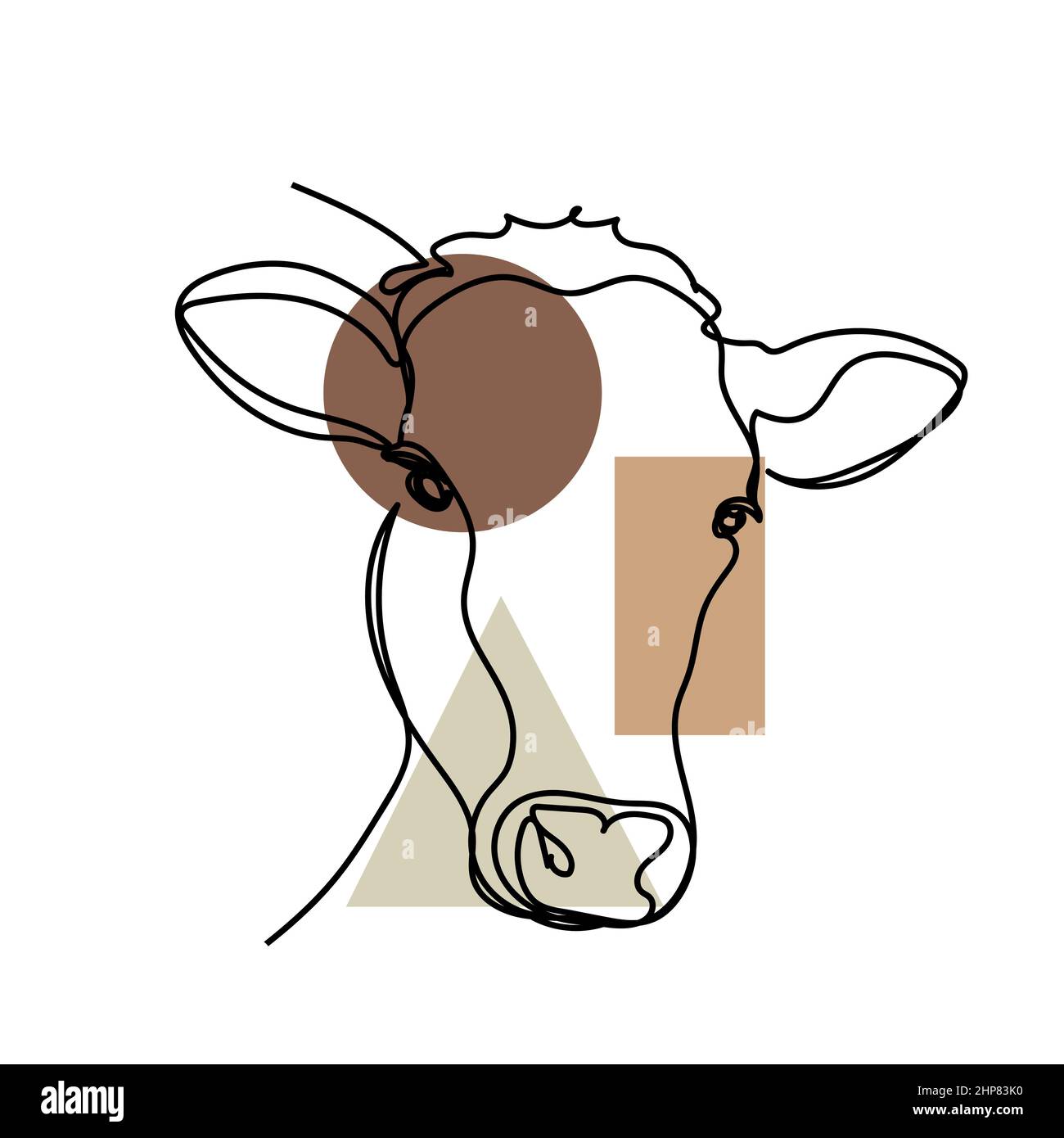 Vector abstract continuous one single line drawing icon of cows in ...