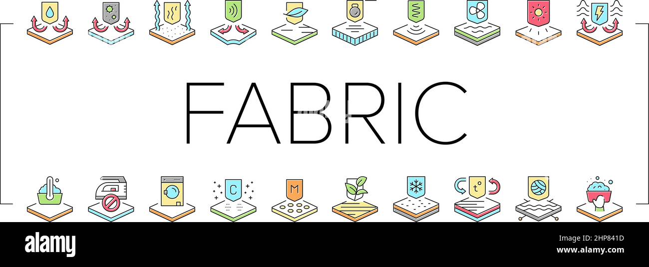Fabrics Properties Collection Icons Set Vector Stock Vector Image & Art ...