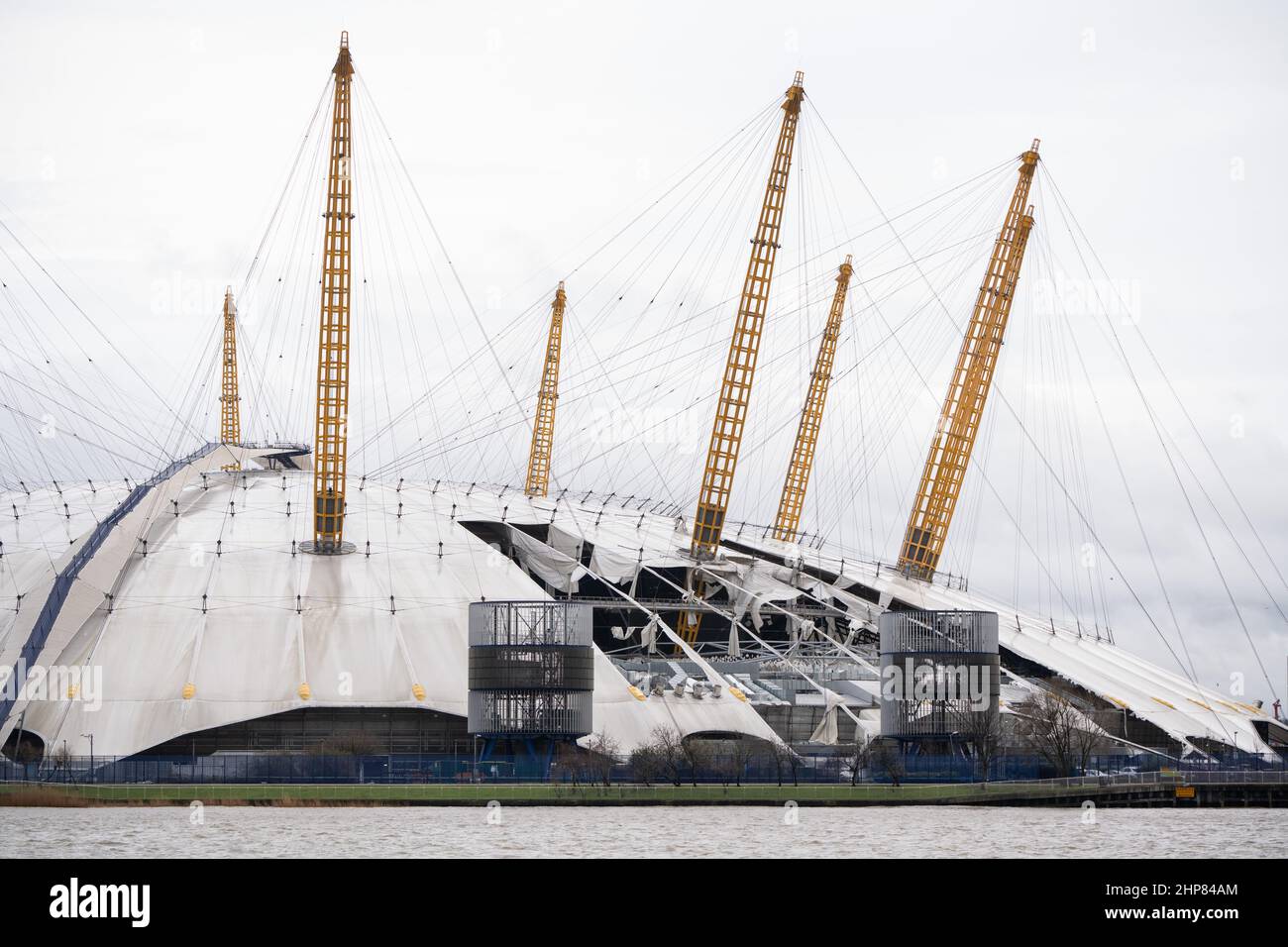 General view of the O2 Arena in London, after parts of its roof were ...