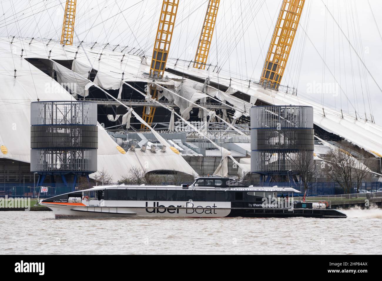 A Thames Clipper sails past the O2 Arena in London, after parts of its ...