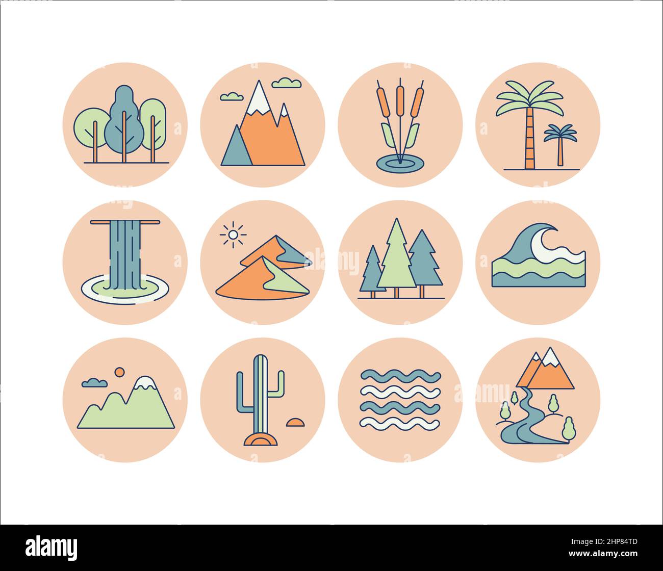 Nature vector icons set. Landscape sign Stock Vector Image & Art - Alamy