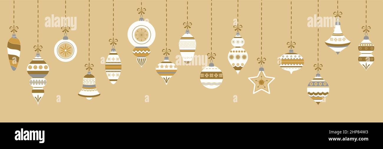 vintage christmas baubles with ornaments Stock Vector Image & Art - Alamy